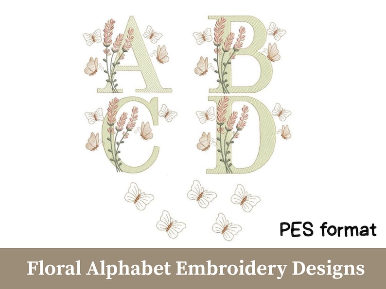 30 Floral Font Alphabet Embroidery Mega Bundle, A-Z Full Flower ...