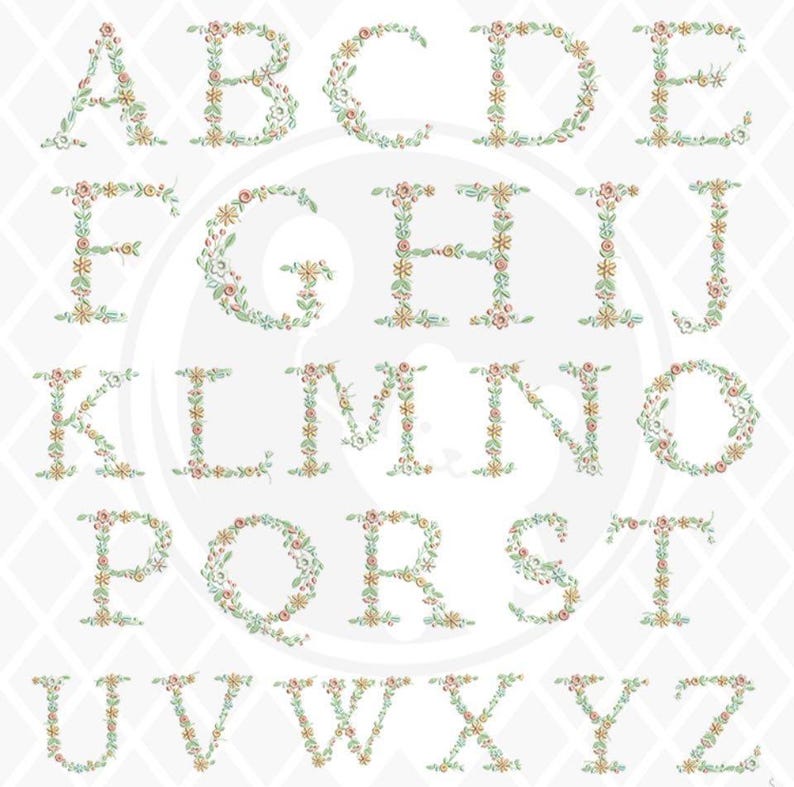 Floral Alphabet Embroidery Design A–Z | Flower Monogram Font | Rose ...