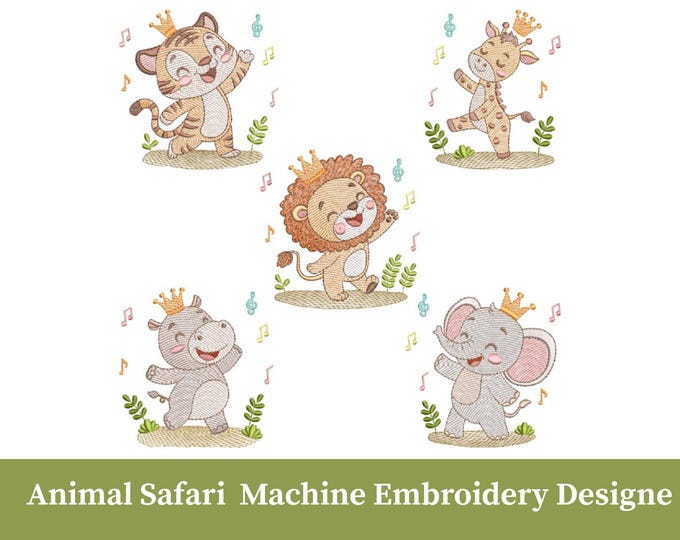 Safari Animal Machine Embroidery Designs | Cute Jungle Animal ...