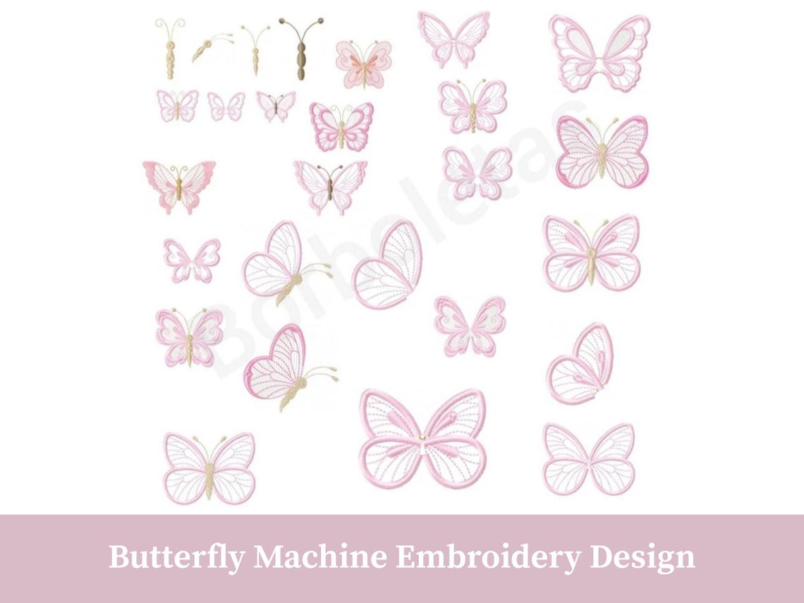 Butterfly Embroidery Design Set PES, Delicate Butterfly Machine ...
