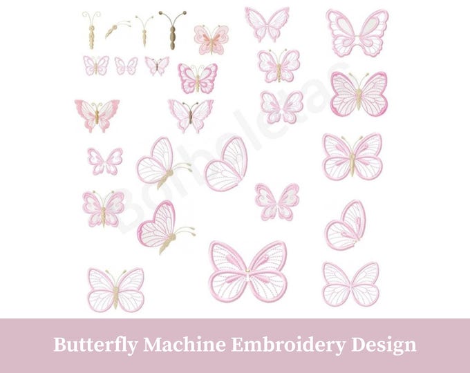 Butterfly Embroidery Design Set PES, Delicate Butterfly Machine ...