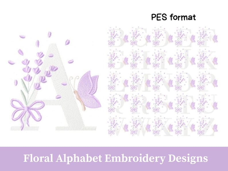Floral Font Alphabet Embroidery Font Bundle PES,A-Z Full Flower|6 ...