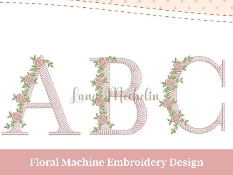 Floral Alphabet Embroidery Font Bundle PES | 6 Flower Monogram Letters ...