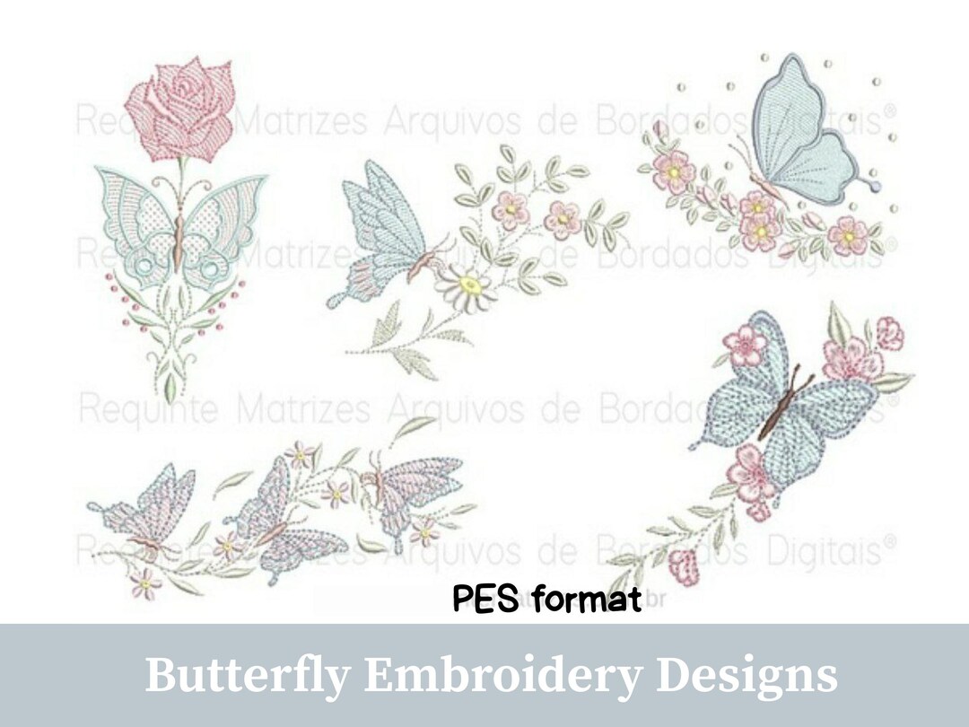 Butterfly Embroidery Design Set PES | Delicate Butterfly Machine ...