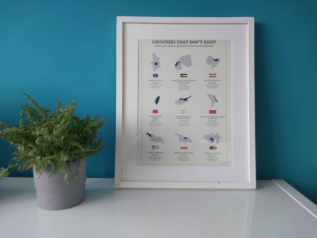 Poster of Countries That Don't Exist Geo Poster Map - Etsy