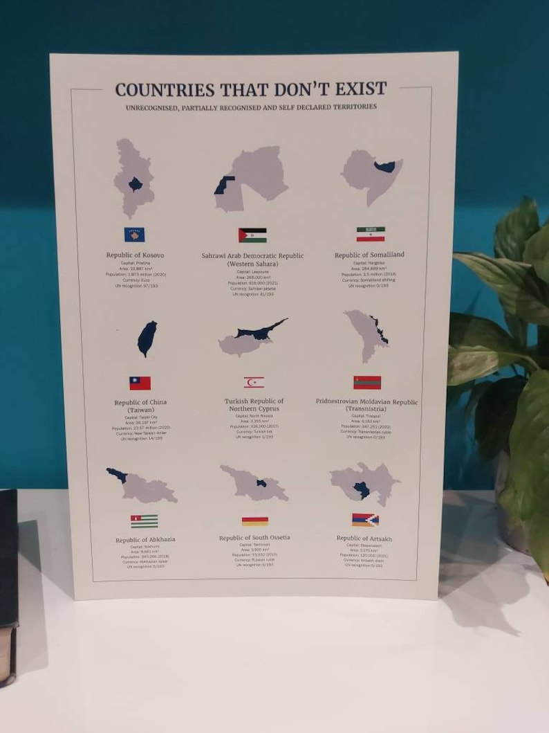 Poster of Countries That Don't Exist | Geo Poster | Map - Etsy