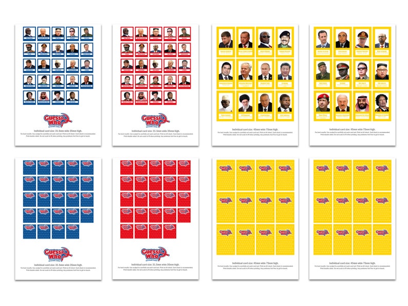 Guess Who Dictator Cards - Etsy