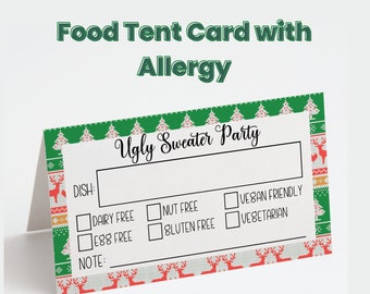 Buffet Allergy Card - Etsy