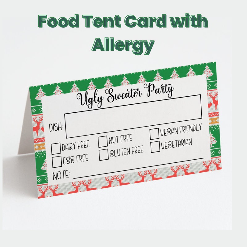 Allergy Table Cards - Etsy