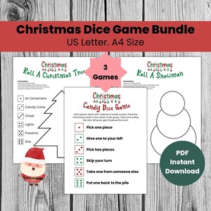 Christmas Dice Game Bundle, Christmas Candy Game, Roll A Snowman, Roll ...