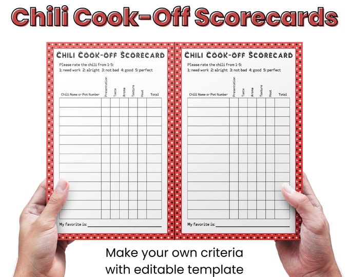 Printable Chili Cook-off Table Cards, Cook off Competition Table ...