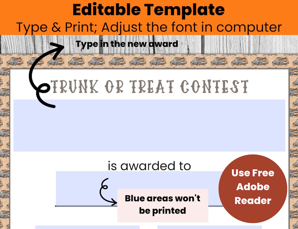 Halloween Trunk or Treat Contest Award Certificates and Ballot Template ...