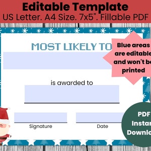 Most Likely to Awards, Fun Christmas Superlative Awards, Award ...
