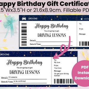 Driving Lessons Gift Voucher, Driving Test Gift Coupon Template, Custom ...