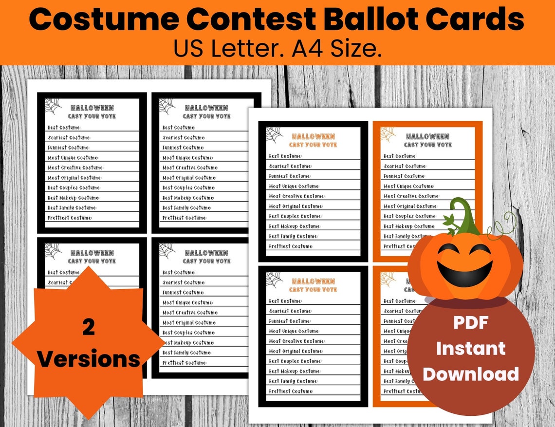 Halloween Award Certificates, Halloween Costume Contest Ballot Template ...