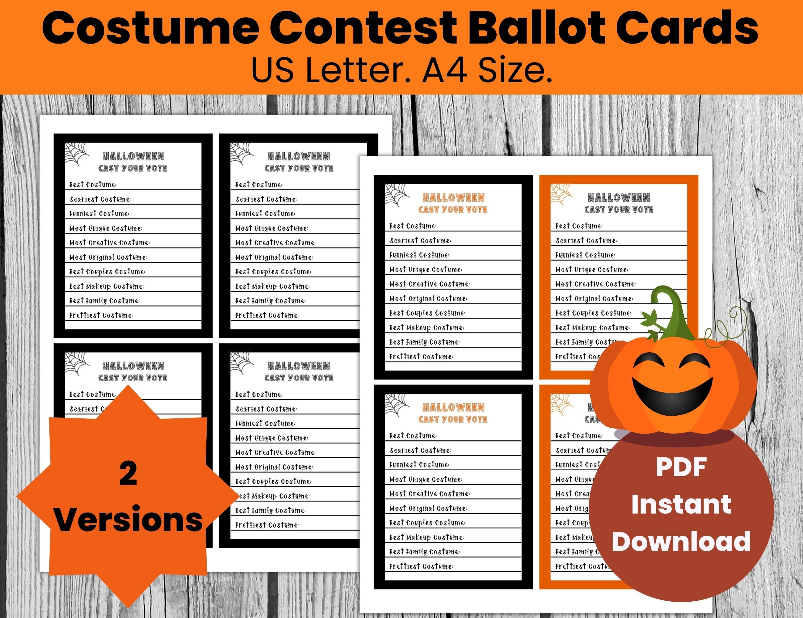 Halloween Award Certificates, Halloween Costume Contest Ballot Template ...