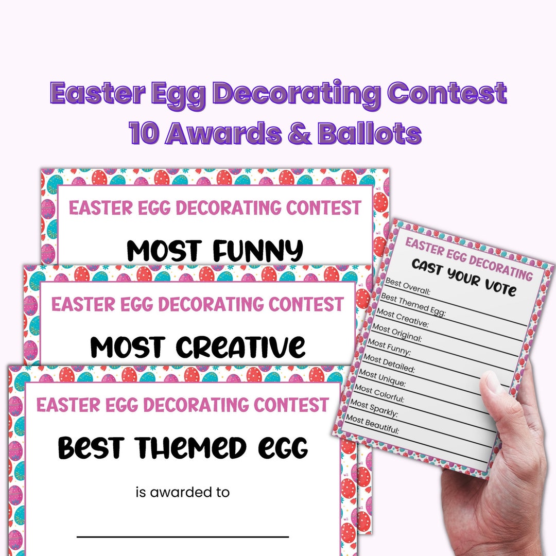Easter Egg Decorating Contest Award Certificates and Voting Cards ...