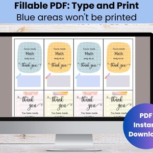 Math Teacher Appreciation Gift Tags Printable, Thank You Appreciation ...