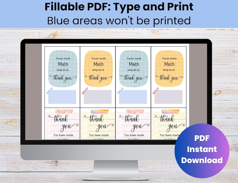 Math Teacher Appreciation Gift Tags Printable, Thank You Appreciation ...