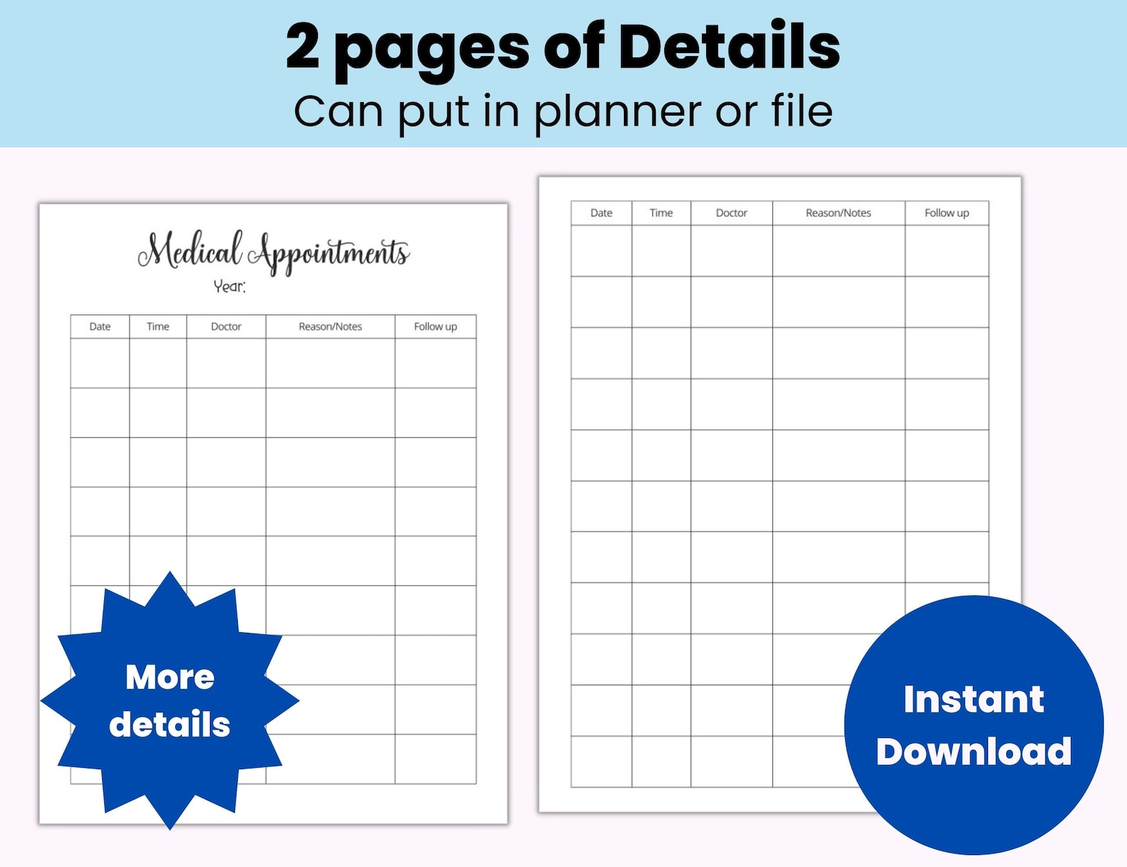 Editable Medical Appointment Tracker, Doctor Appointment Planner ...