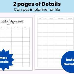 Editable Medical Appointment Tracker, Doctor Appointment Planner ...
