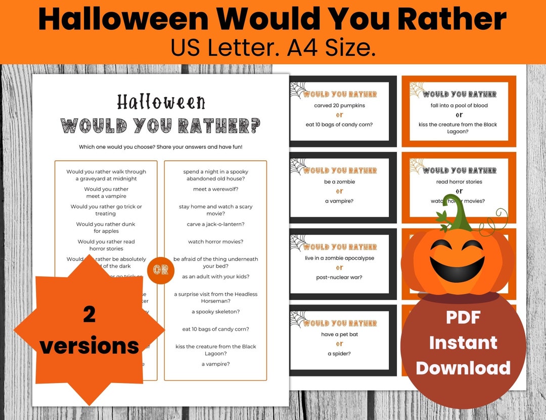 Would You Rather Halloween Party Game for Kids, Halloween Game Ideas ...