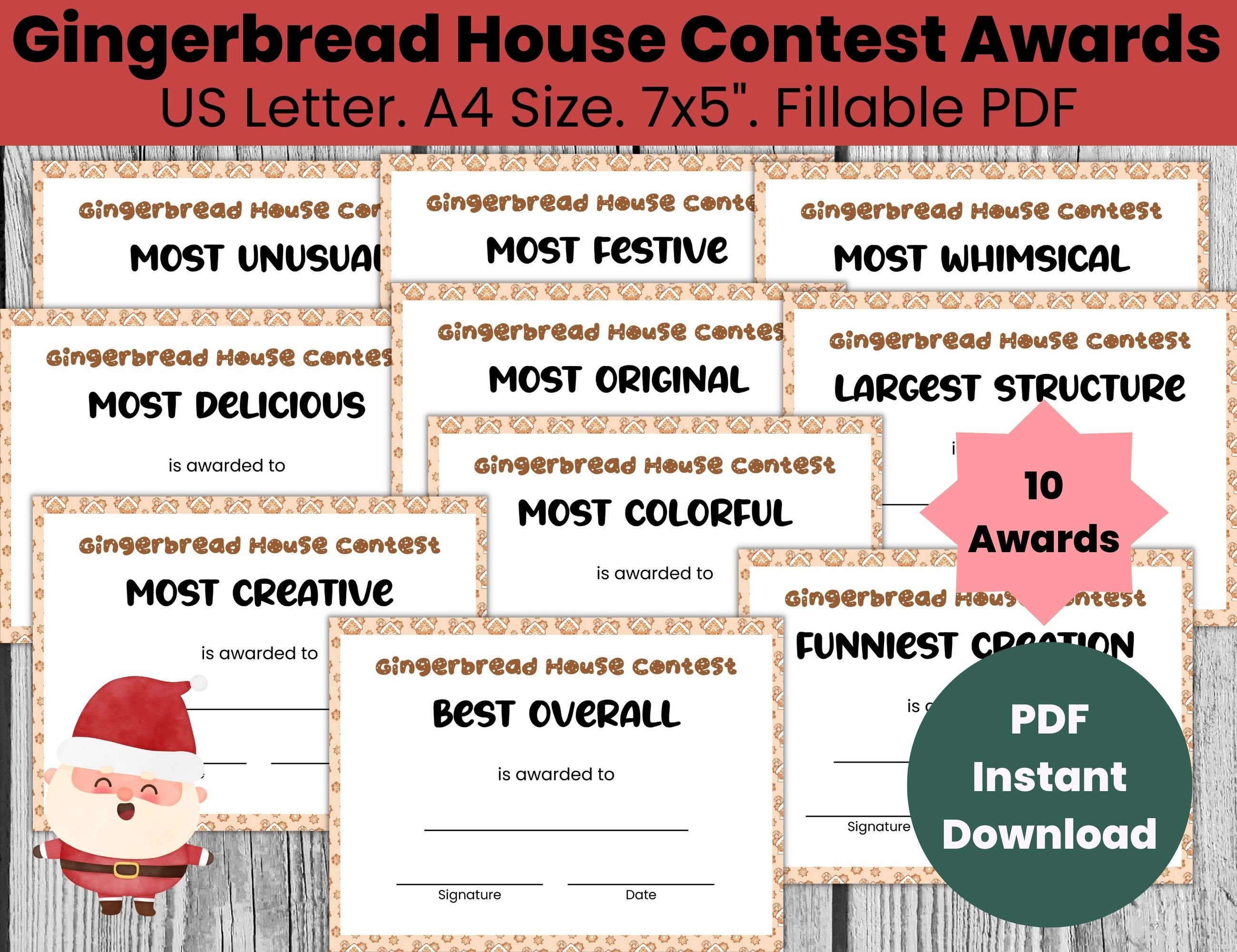 Gingerbread House Contest Ballot and Award Certificates, Gingerbread ...