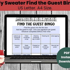 Find the Guest Bingo Christmas Party Game, Find Someone Who Bingo Game ...