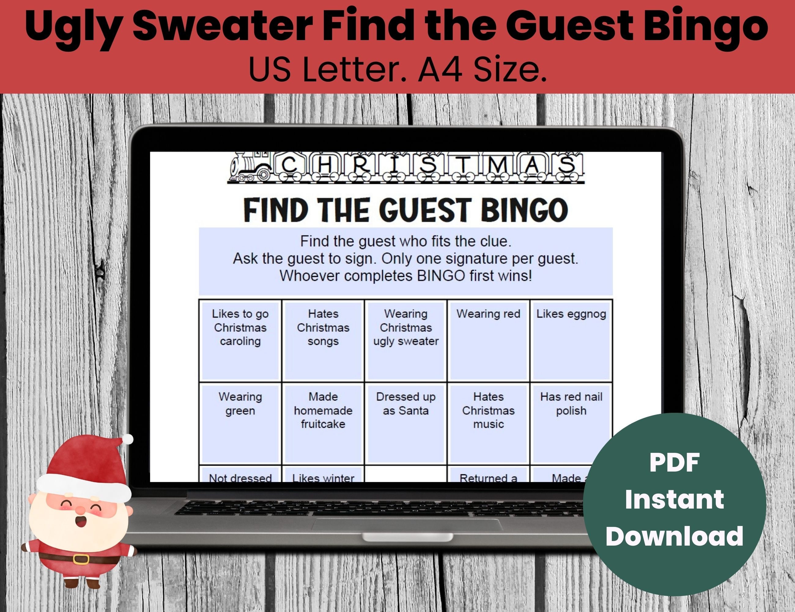 Find the Guest Bingo Christmas Party Game, Find Someone Who Bingo Game ...