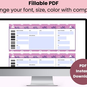 Personalized Mothers Day Train Ticket Gift Coupon Template, Train ...