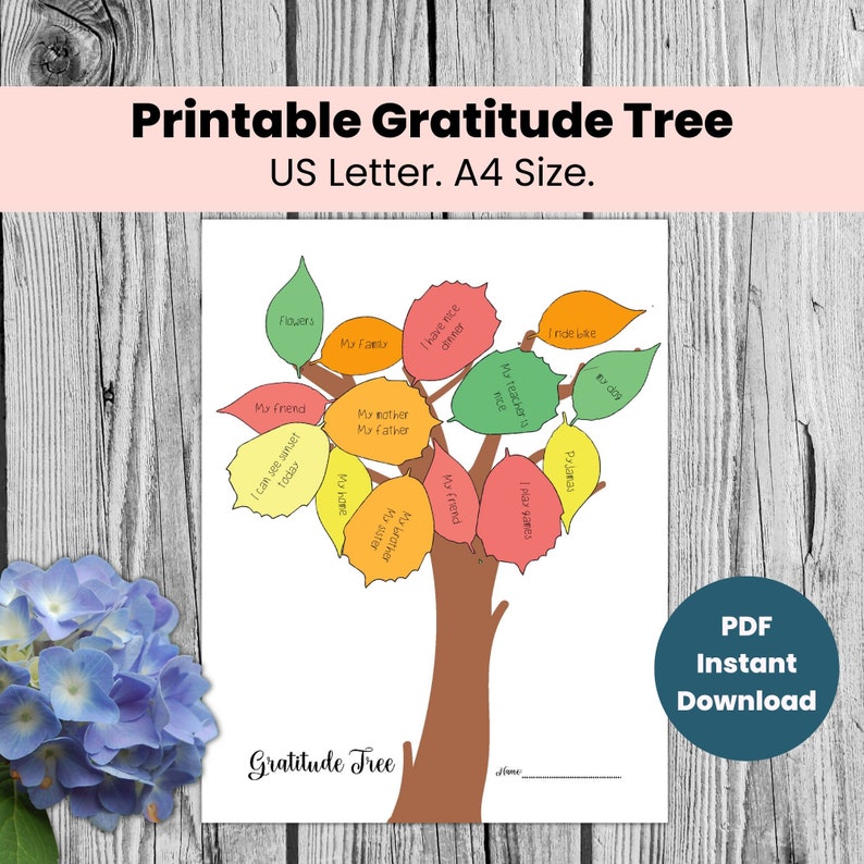 Gratitude Tree Printable Template, Gratitude Tree Leaves Craft ...