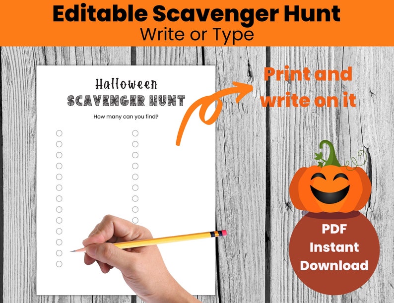 Printable Halloween Scavenger Hunt for Kids, Halloween Party Game ...