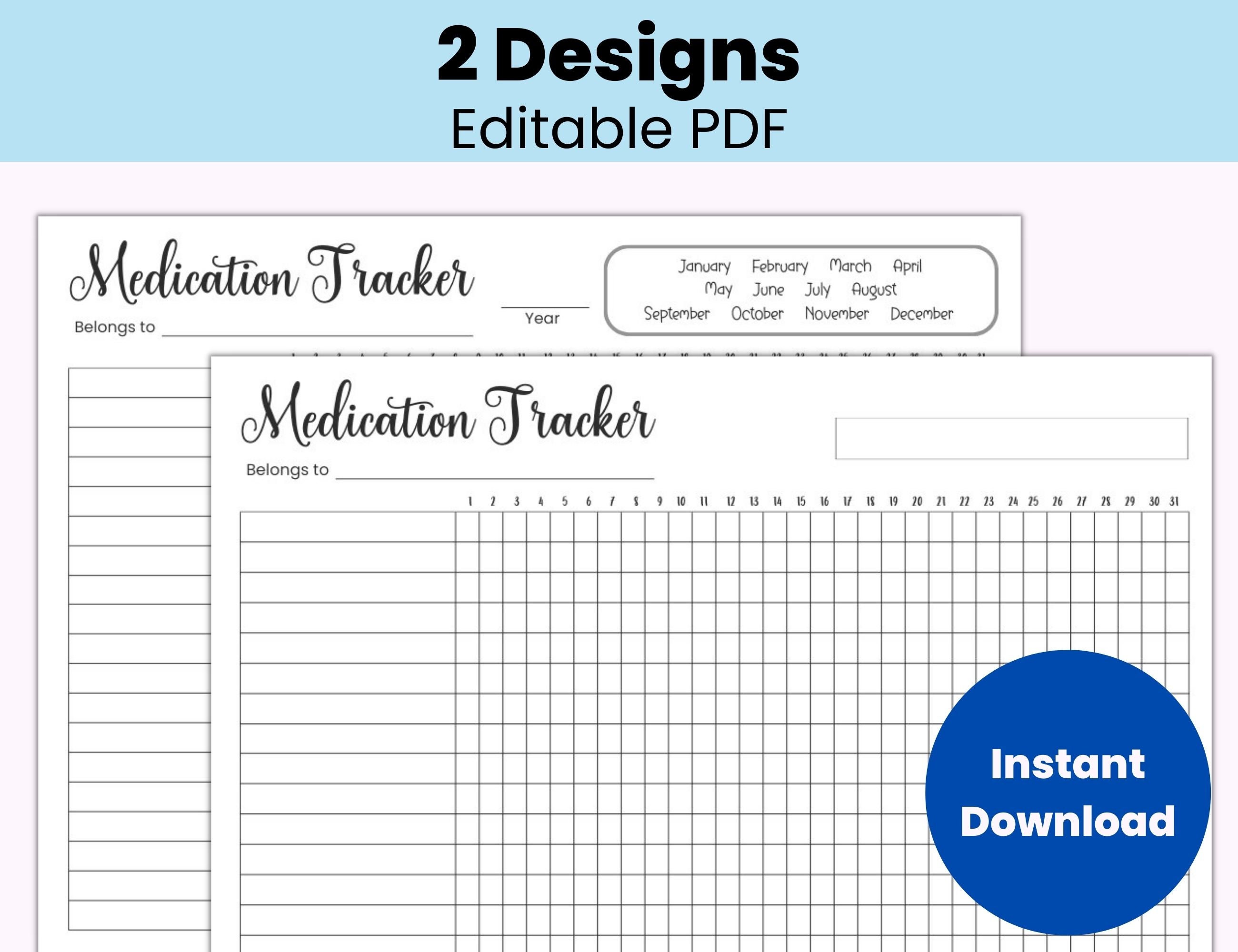 Monthly Medication Tracker Printable, Editable Medication Chart ...