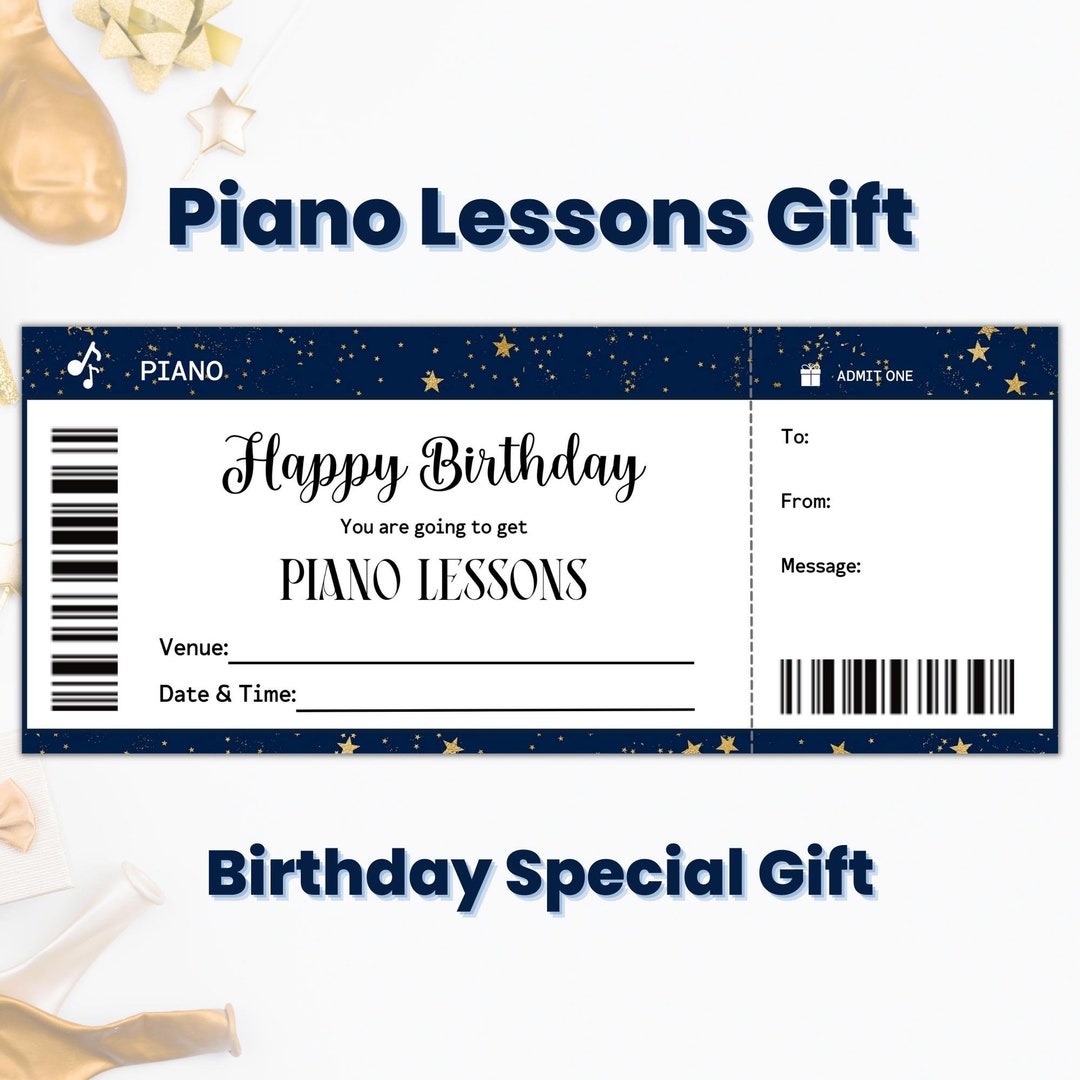 Piano Lessons Gift Coupon Template, Custom Happy Birthday Piano Lessons ...