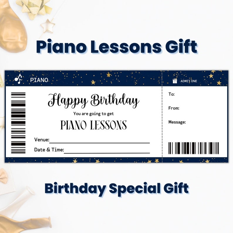 Piano Lessons Gift Coupon Template, Custom Happy Birthday Piano Lessons ...