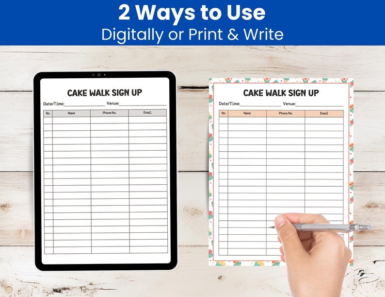 Cake Walk Sign up Sheet Template, Community Event, Fundraising Ideas ...
