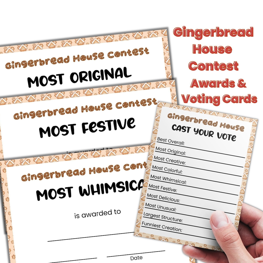 Gingerbread House Contest Ballot and Award Certificates, Gingerbread ...