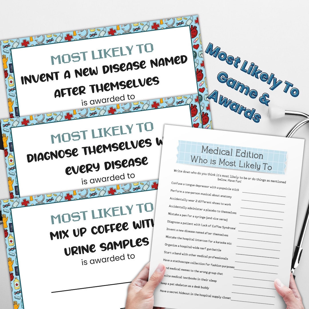 Most Likely to Game and Superlative Award Certificates for Medical ...