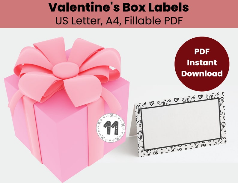 Black and White Valentines Box Contest Kit for Class and Valentines ...