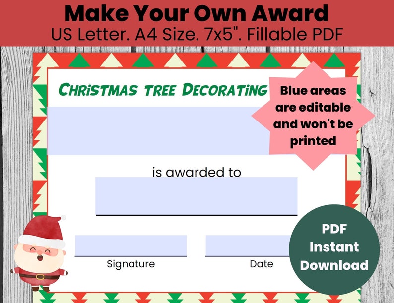 Christmas Tree Decorating Contest Award Certificates and Voting Cards ...