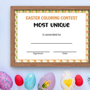 Printable Easter Coloring Contest Award Certificates, Easter ...