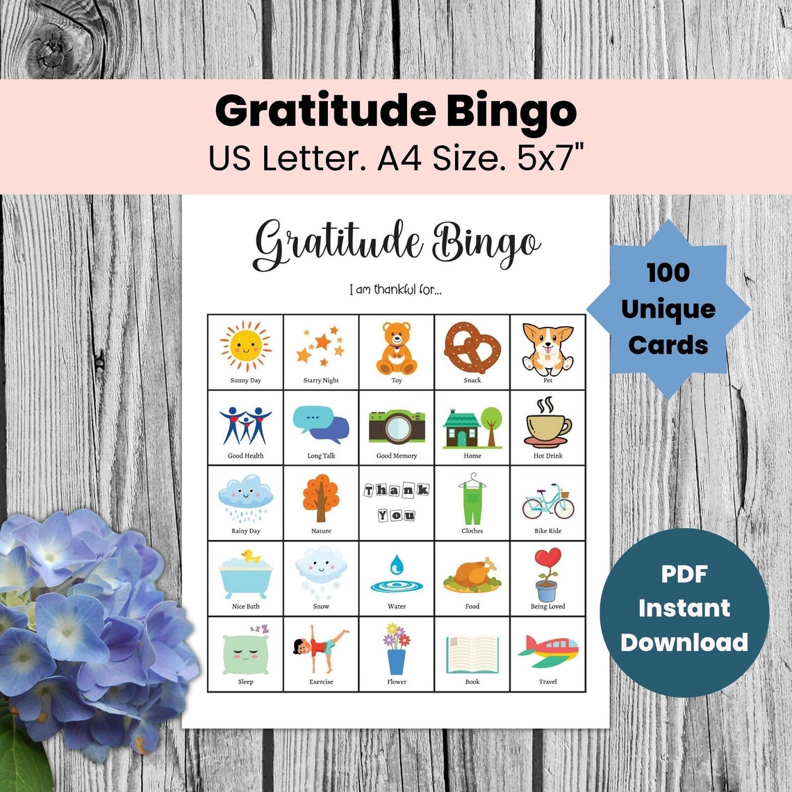 Gratitude Bingo for Kids, Fun Thanksgiving Activities for Adult ...
