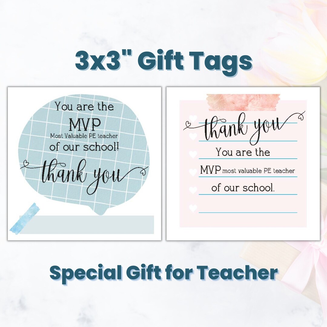 Physical Education Teacher Appreciation Week Gift Tags Printable, PE ...