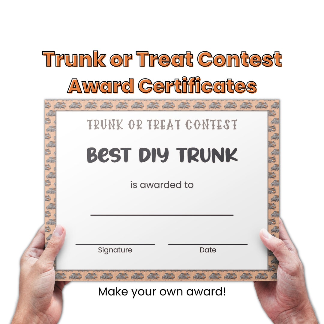 Halloween Trunk or Treat Contest Award Certificates, Fall Halloween ...