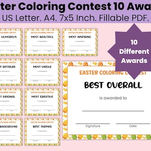 Printable Easter Coloring Contest Award Certificates and Voting Cards ...