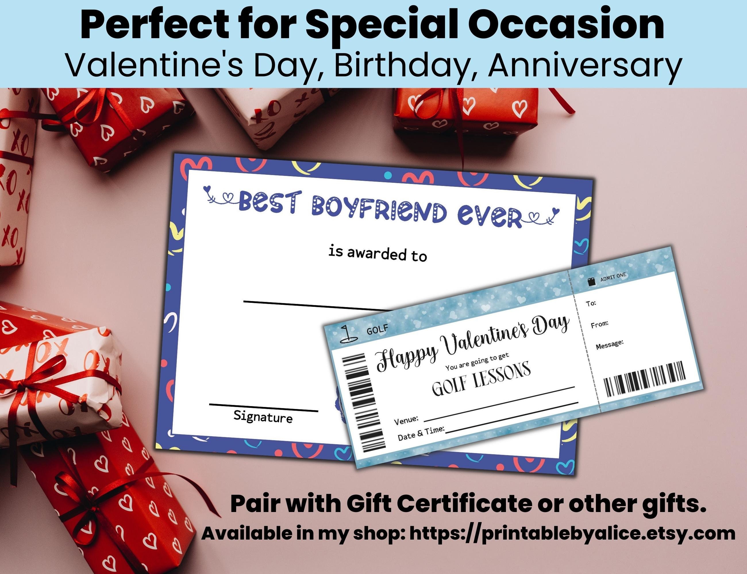 Best Boyfriend Ever Award Certificate, Personalized Love Certificate ...