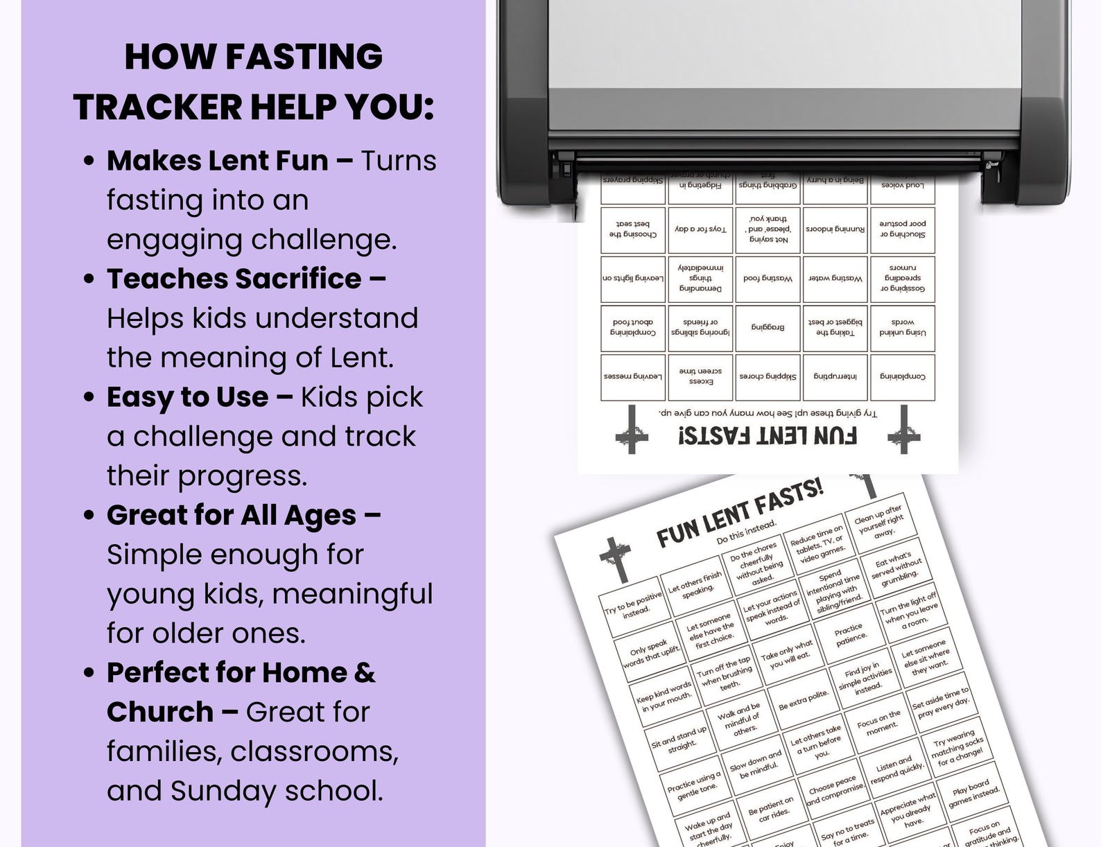 40 Day Lent Fasting Ideas for Kids, Lent Fast, Fasting Tracker, Lent ...