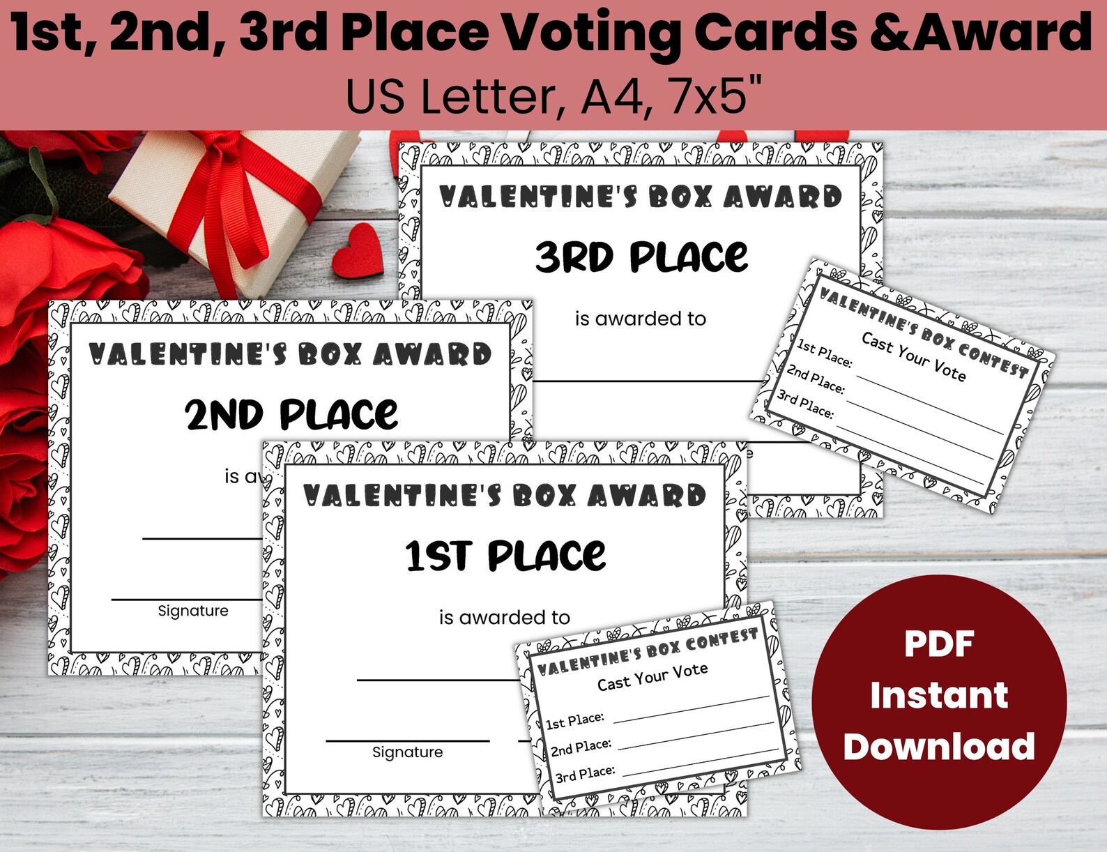 Black and White Valentines Box Contest Kit for Class and Valentines ...