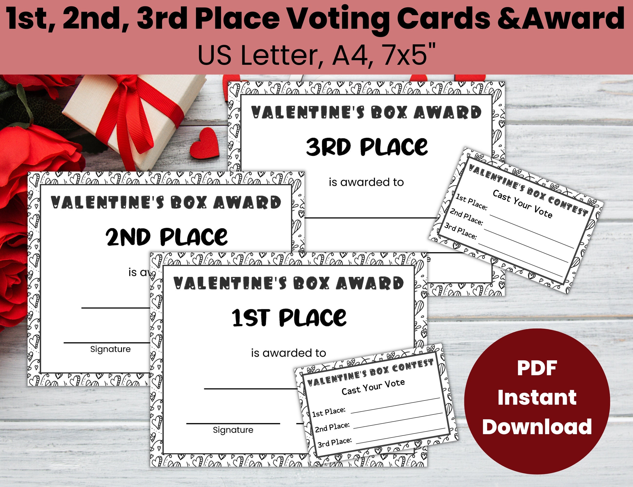 Black and White Valentines Box Contest Kit for Class and Valentines ...