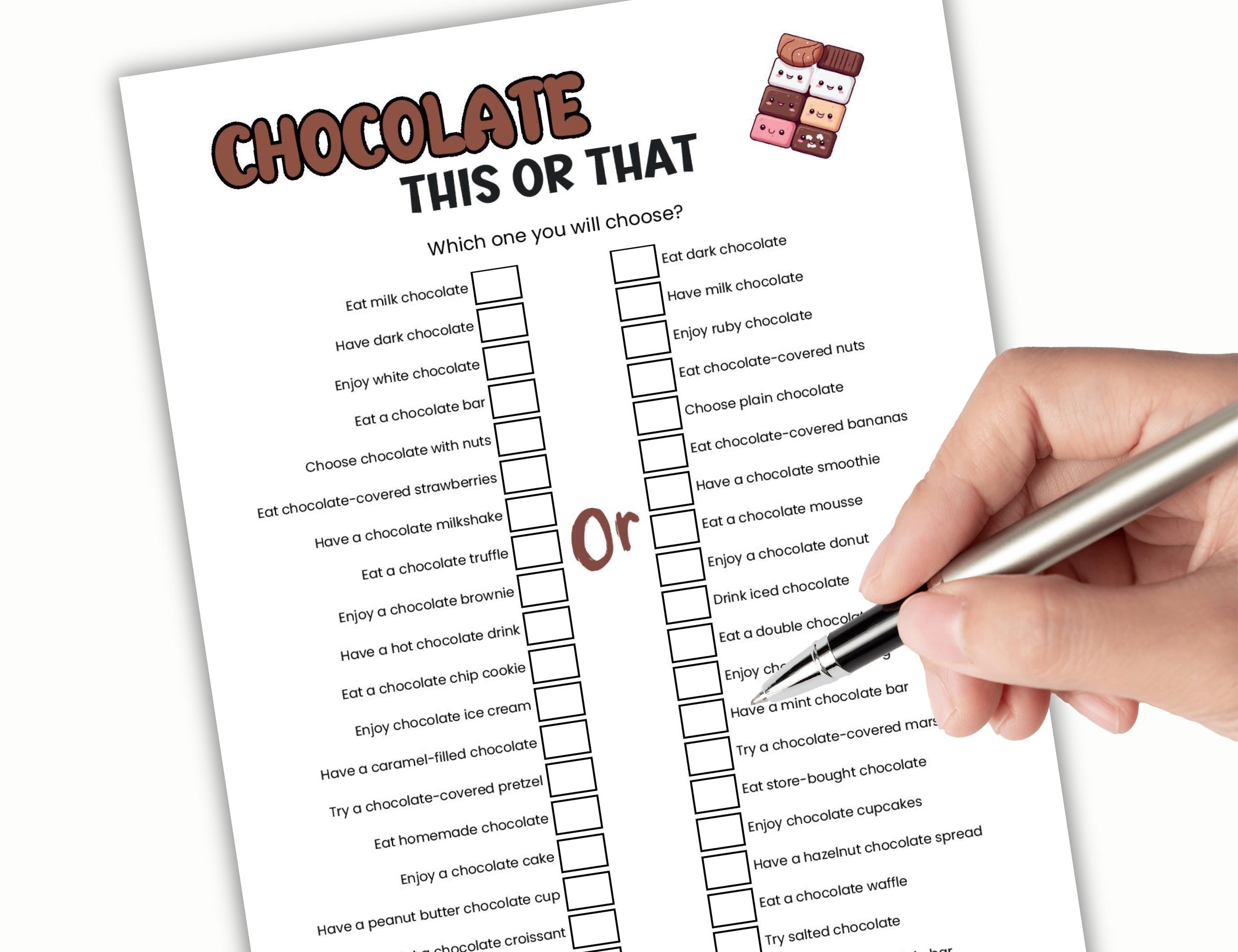 Chocolate Theme Party Games Bundle, Chocolate Games, Ladies Night Games ...